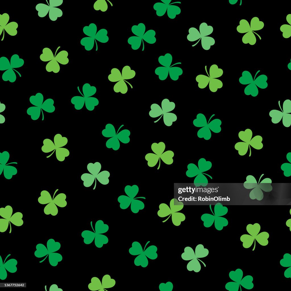 Cute Green Clover Leaves Seamless Pattern High Res Vector Graphic