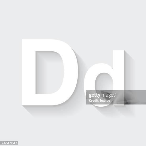 Letter D Uppercase And Lowercase Icon With Long Shadow On Blank