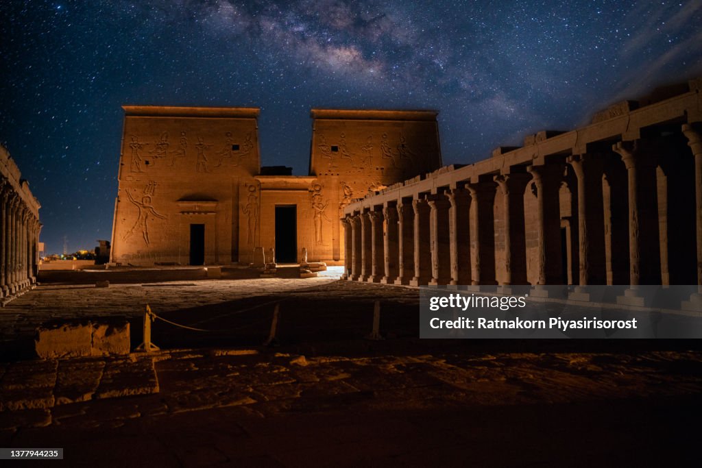 Entrance Of The Temple Of Philae Aka Temple Of Isis In Aswan Egypt With ... Entrance Of The Temple Of Philae Aka Temple Of Isis In Aswan Egypt With ...