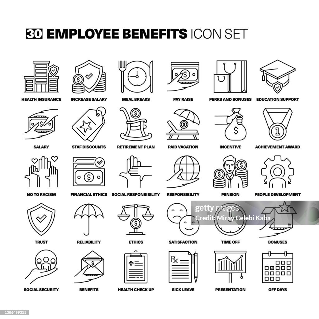Employee Benefits Line Icons Set High-Res Vector Graphic - Getty Images Employee Benefits Line Icons Set High-Res Vector Graphic - Getty Images