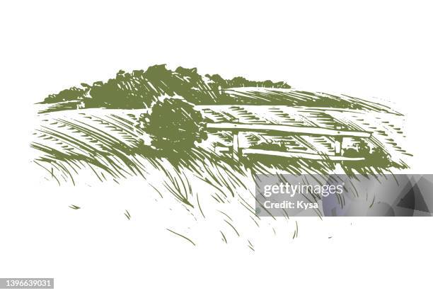 Farm Land Fence Drawing 이미지 (1396639031) - 게티이미지뱅크