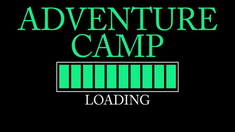 Adventure Camp text with Loading, Downloading, Uploading Bar Indicator ... Adventure Camp text with Loading, Downloading, Uploading Bar Indicator ...