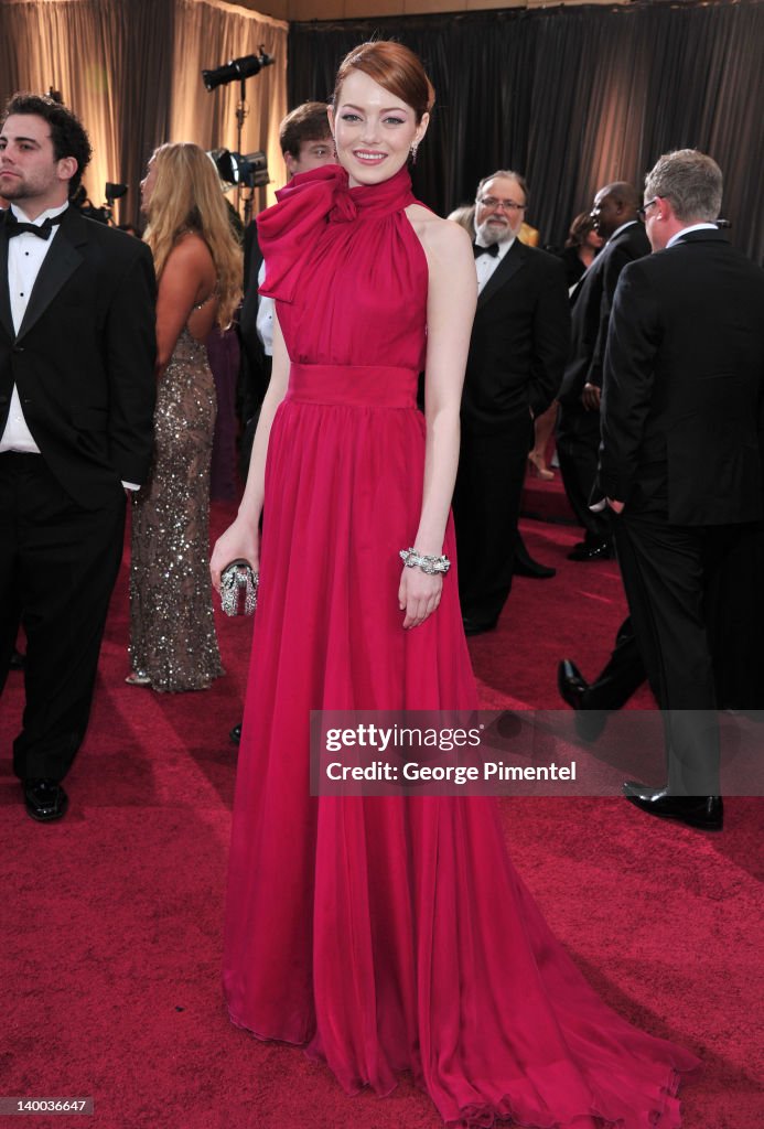 Actress Emma Stone Arrives At The 84th Annual Academy Awards Held At