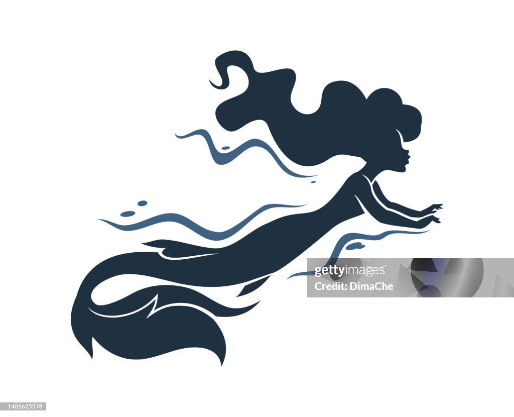 Mermaid Silhouette Cut Out Vector Character Mascot High Res Vector