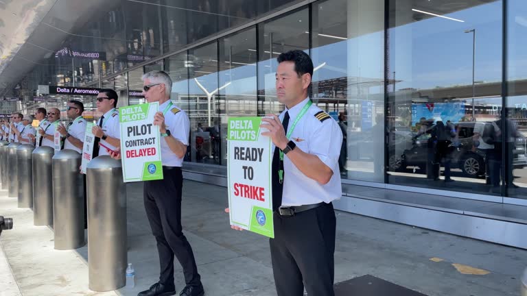 Delta Air Line Pilots Hold Informational Picket Videos And Hd Footage