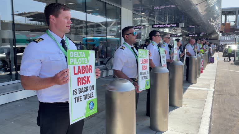 Delta Air Line Pilots Hold Informational Picket Videos And Hd Footage