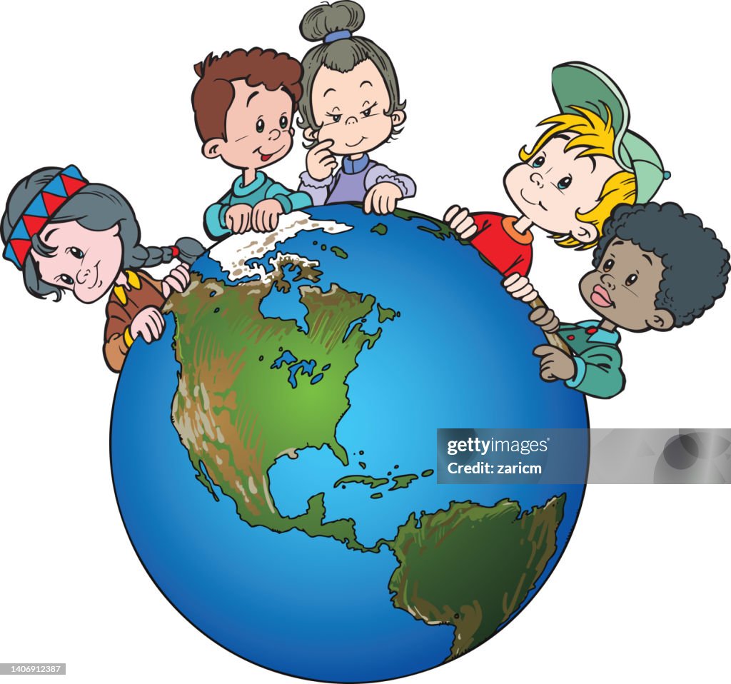 Earth Globe With Group Of Multiethnic And Diverse Children High-Res ... Earth Globe With Group Of Multiethnic And Diverse Children High-Res ...
