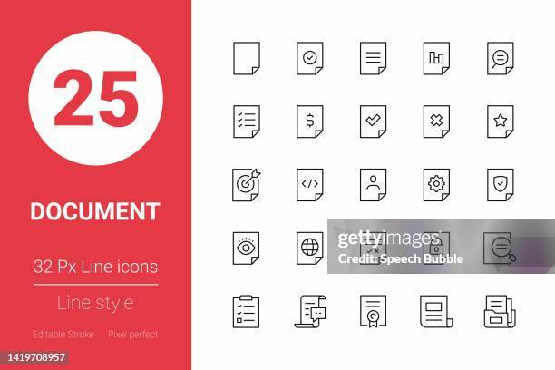 Document Thin Line Icons. Editable Stroke. Pixel Perfect. For Mobile ...