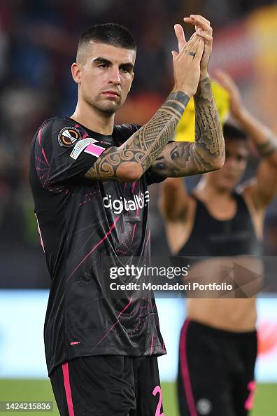 The Roma player Gianluca Mancini during the match Roma vs HJK... News ... The Roma player Gianluca Mancini during the match Roma vs HJK... News ...