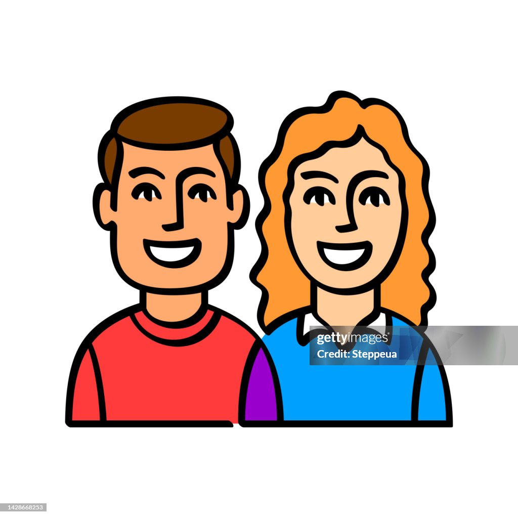 Happy Couple Doodle Style Vector Illustration High Res Vector Graphic Getty Images