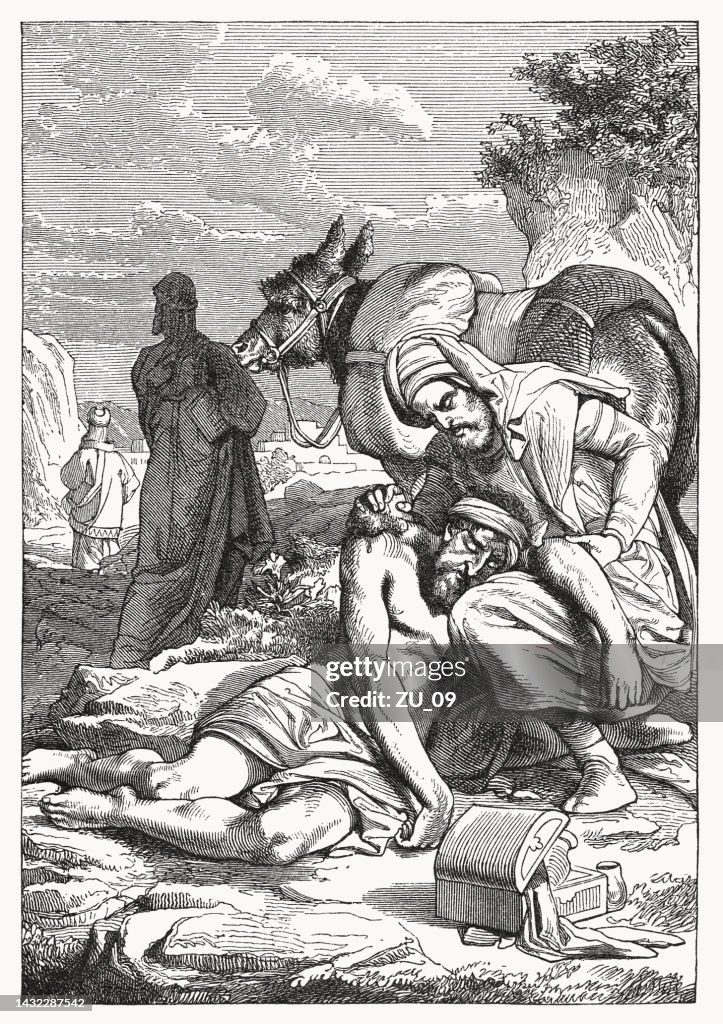Parable Of The Good Samaritan Wood Engraving Published In 1894 High Res