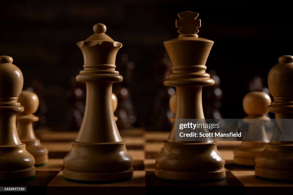 Moody Rear View Of White Chess King And Queen Ready To Play High-Res ... Moody Rear View Of White Chess King And Queen Ready To Play High-Res ...