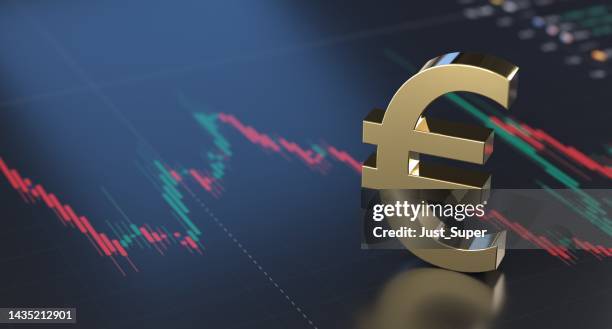Euro symbol standing over a financial graph, stock market exchange ...