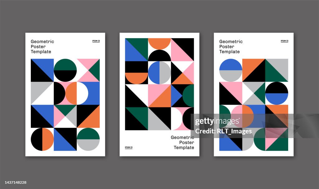Poster Set Design Template With Abstract Geometric Graphics Milo System