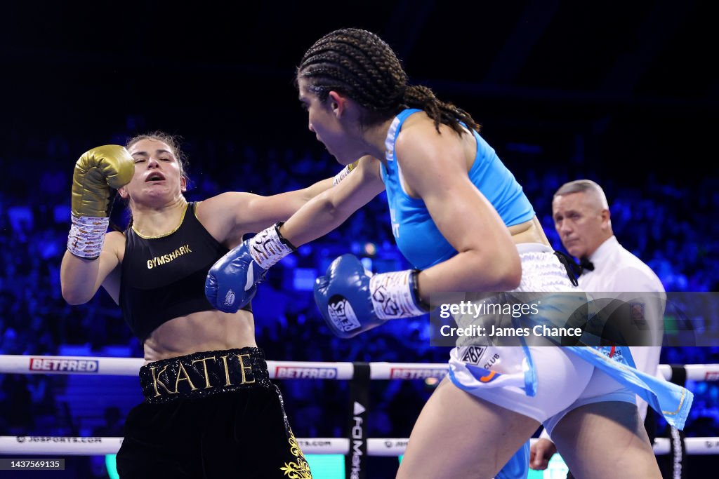Karen Elizabeth Carabajal Punches Katie Taylor During The Ibf Wba