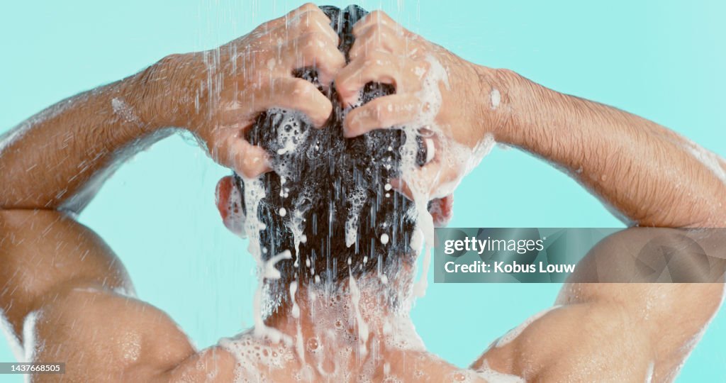 Shower Man Washing Hair Shampoo And Scalp Hygiene Healthy Skincare And