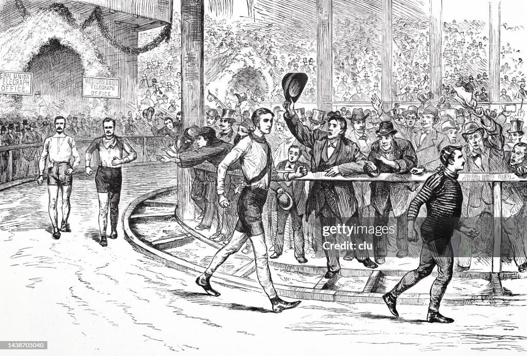 New York City Walking Race At Gilmores Garden 1879 High-Res Vector ... New York City Walking Race At Gilmores Garden 1879 High-Res Vector ...
