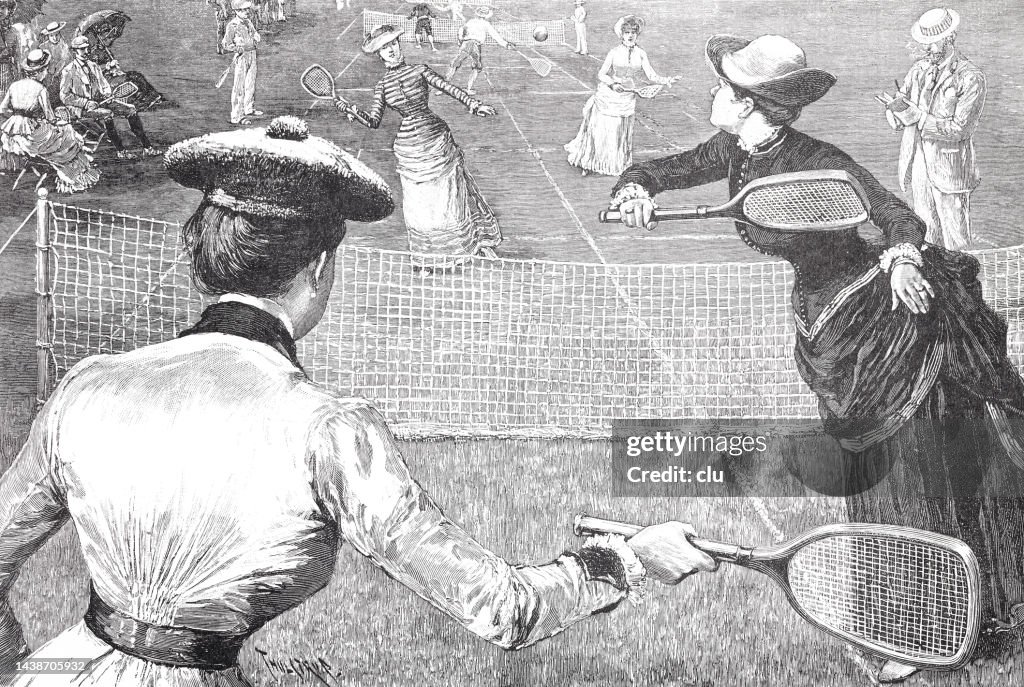 New York City Tennis In Prospect Park 1885 High Res Vector Graphic