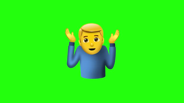 Man Shrugging Emoji Seamless Loopable 4k Cartoon Emoji Face Emoticon