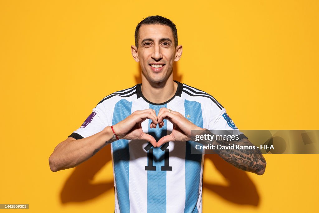 Angel Di Maria Of Argentina Poses During The Official Fifa World Cup