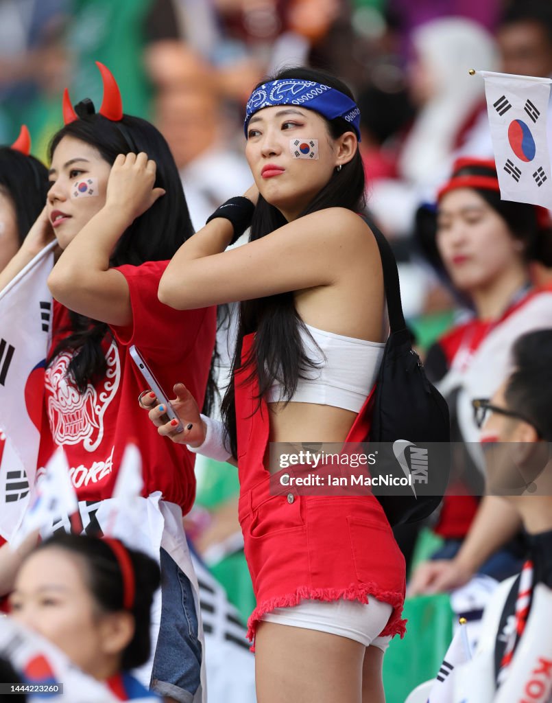 South Korea Fans Look On During The Fifa World Cup Qatar 2022 Group H