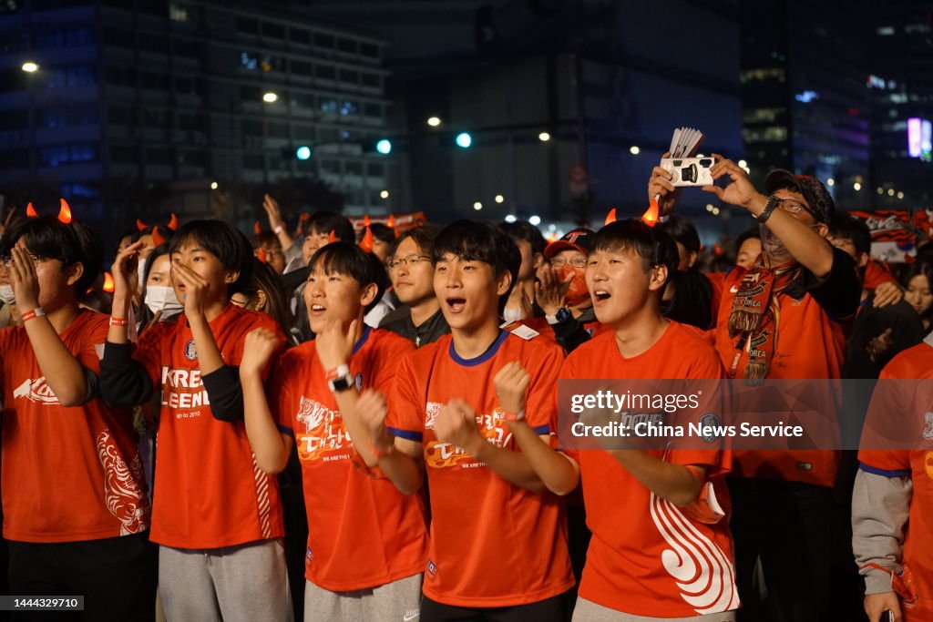 South Korean Supporters Watch The Fifa World Cup Qatar 2022 Group H