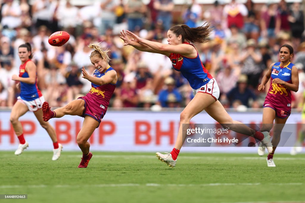Isabel Dawes Of The Lions Kicks During The Aflw Grand Final Match