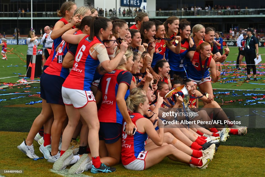Melbourne Demons Celebrate During The Aflw Grand Final Match Between
