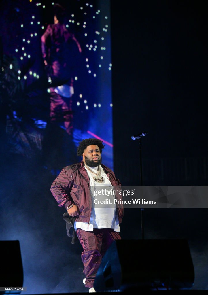 Rapper Rod Wave Performs Onstage During The Beautiful Mind Tour