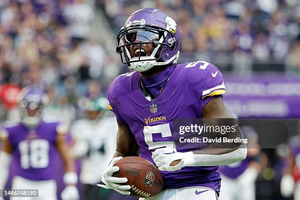 Jalen Reagor Of The Minnesota Vikings Celebrates After Making A Catch