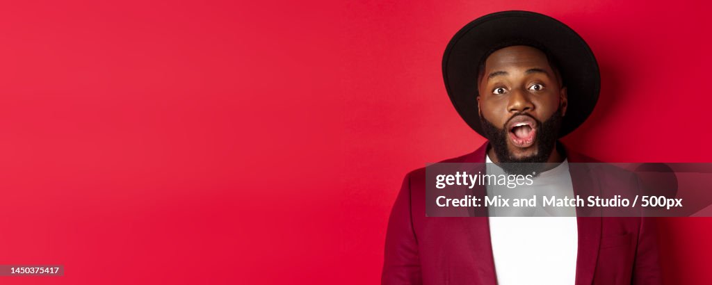 Closeup Of Impressed Black Man With Beard Staring At Cameradrop Jaw