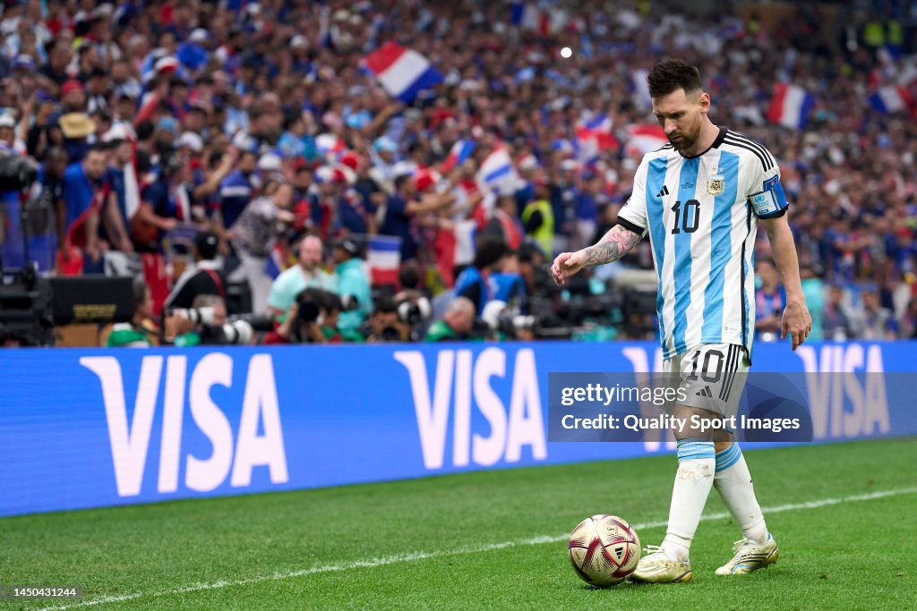 Lionel Messi Of Argentina Prepares To Take A Corner During The Fifa