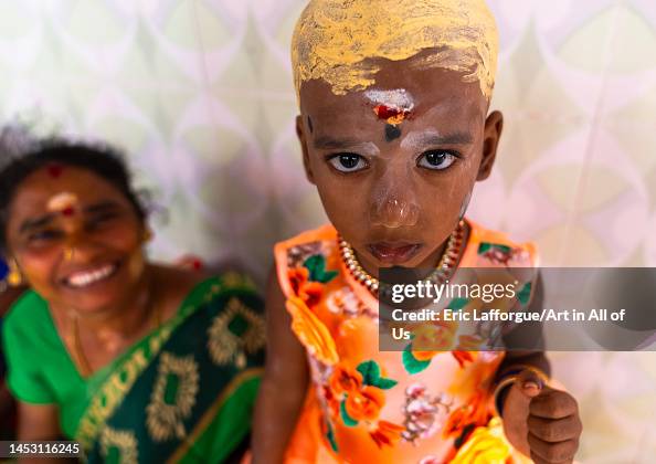 Indian Girl With Sandalwood Paste On Shaved Head Tamil Nadu News