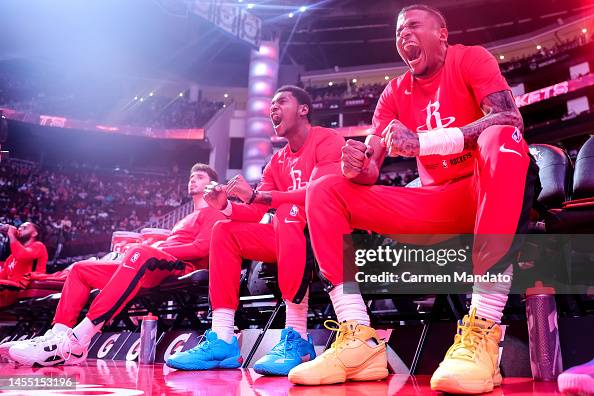 Kevin Porter Jr 3 And Jalen Green Of The Houston Rockets Are React News Photo Getty Images