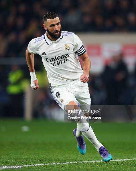 Karim Benzema Of Real Madrid Follows The Action During The Laliga