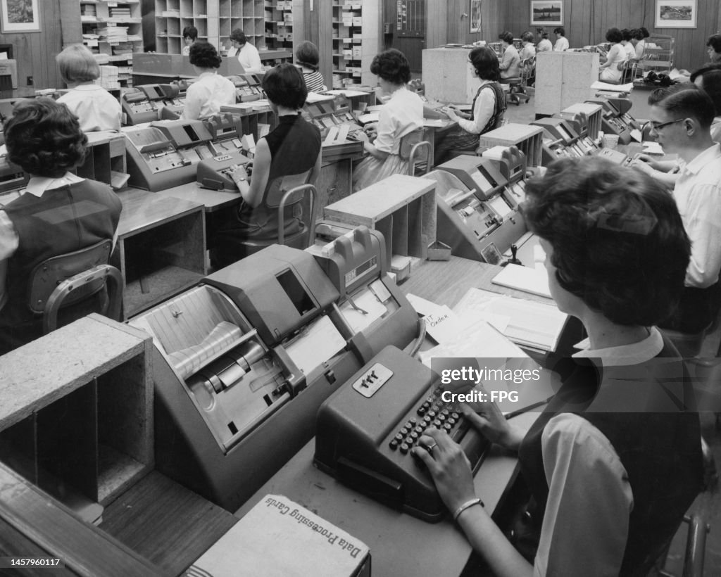 Card Punch Operators Using Ibm Model 24 Card Punch Machines To News