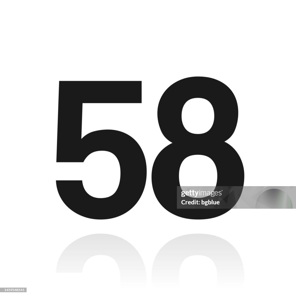 58 Number Fiftyeight Icon With Reflection On White Background High-Res ... 58 Number Fiftyeight Icon With Reflection On White Background High-Res ...