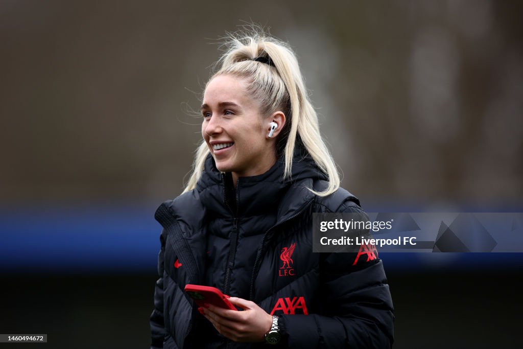 Missy Bo Kearns Of Liverpool Inspects The Pitch Ahead Of The Vitality