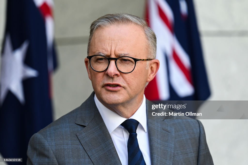 Australian Prime Minister Anthony Albanese Speaks At A Joint News