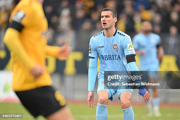Ivan Prtajin of SV Wehen Wiesbaden reacts during the 3. Liga match ... Ivan Prtajin of SV Wehen Wiesbaden reacts during the 3. Liga match ...