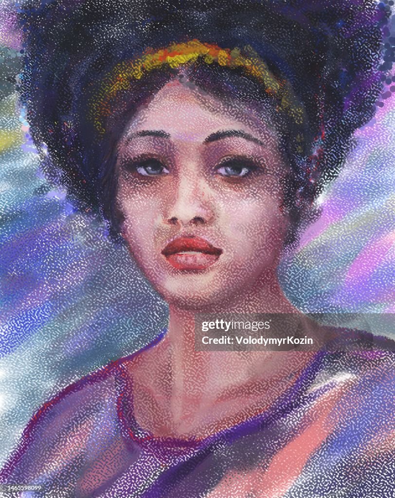 Picturesque Portrait Of A Darkskinned Woman Of Mixed Ethnicity With