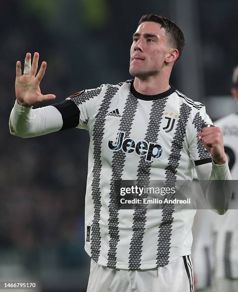 Dusan Vlahovic Of Juventus Celebrates After Scoring The Opening Goal