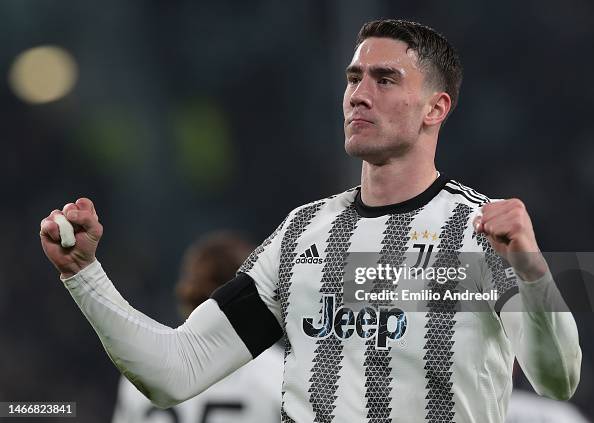 Dusan Vlahovic Of Juventus Celebrates After Scoring The Opening Goal