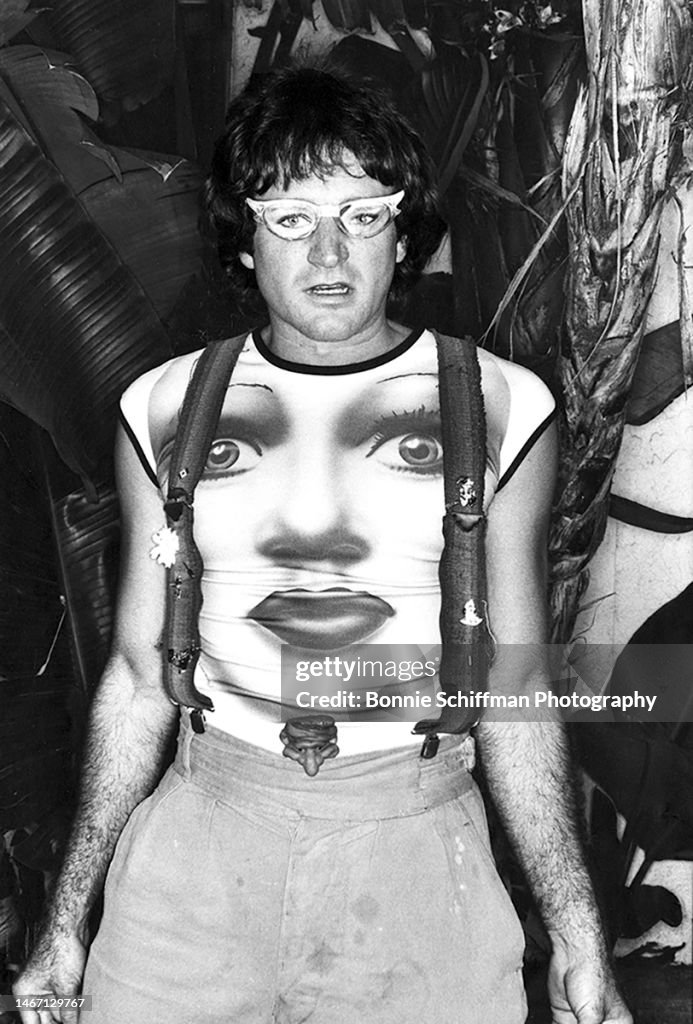 Comedian Robin Williams Wears Cat Eye Glasses And Face Shirt With News Photo Getty Images