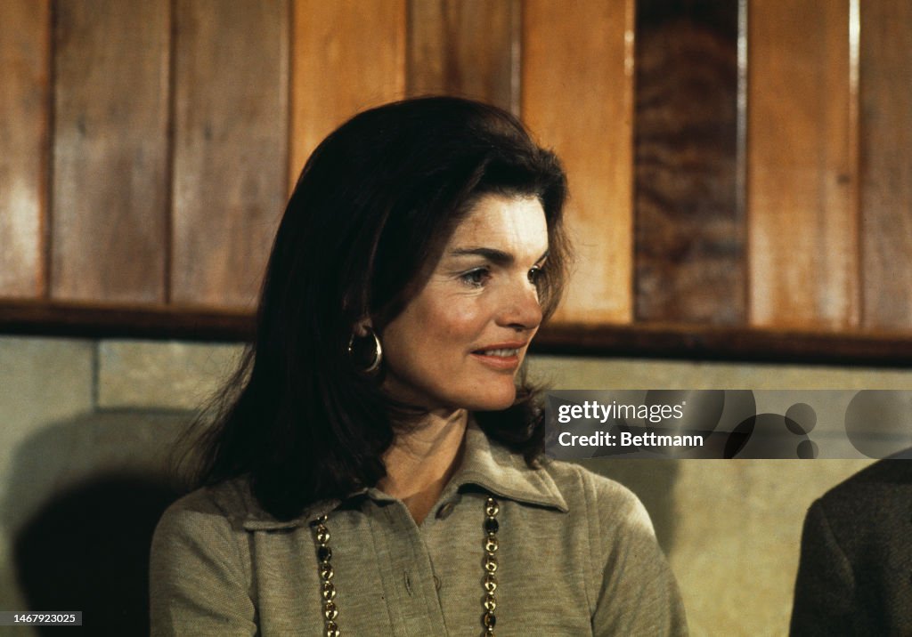 Jacqueline Onassis Attends A Meeting At Grand Central Terminal In New