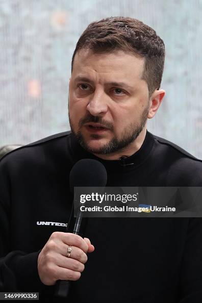Ukrainian President Volodymyr Zelensky Speaks To The Media During A