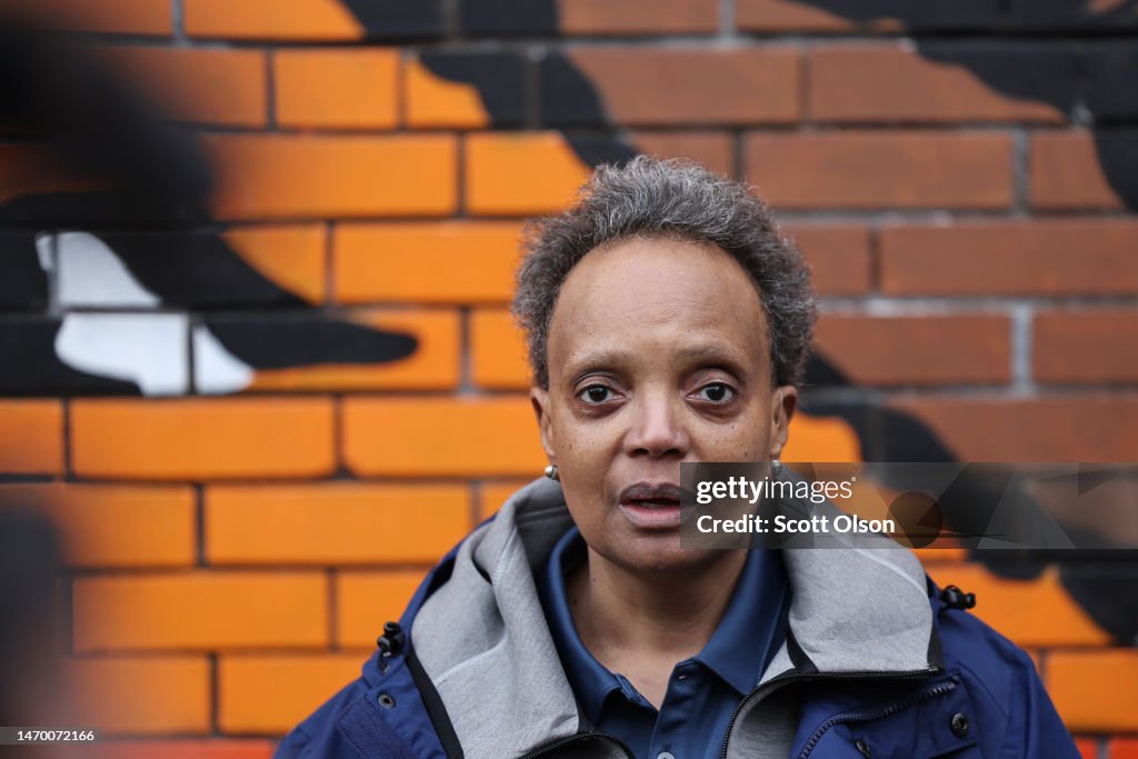 Chicago Mayor Lori Lightfoot Speaks To Reporters Before Campaigning