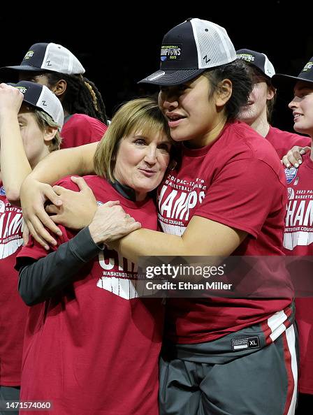Head Coach Kamie Ethridge Of The Washington State Cougars Embraces