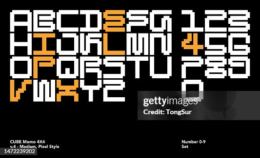 Abstract Alphabet Letters Font Design Cube Mono 4x4 V4 Pixel Style