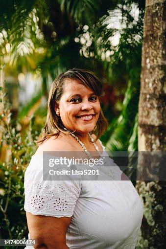 Beautiful Mature Plus Size Black Woman In Happy Outdoor Portrait High